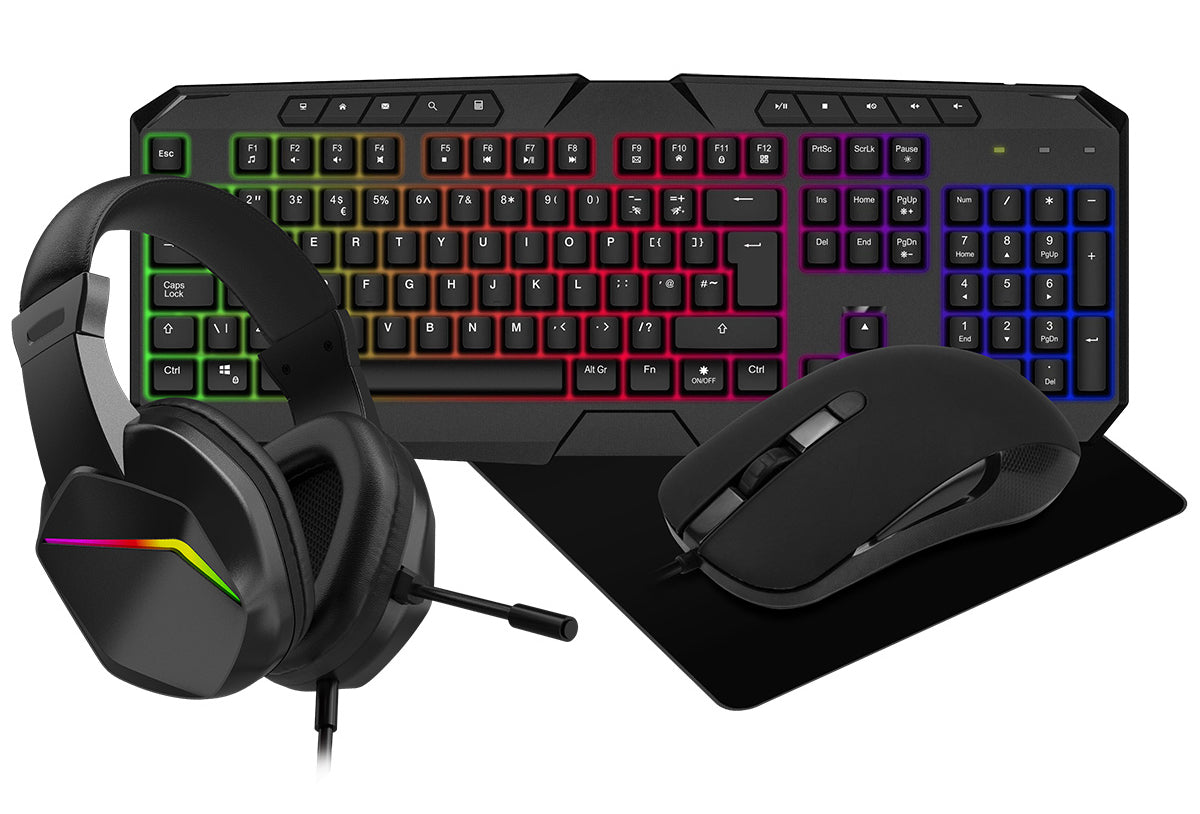 CIT Raptor 4-in-1 RGB Keyboard, Mouse, Headset & Mouse Mat - KB-GAM-RA ...