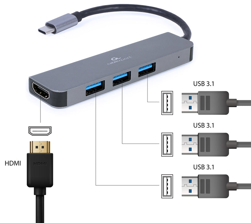 Cablexpert USB Type-C 2-in-1 Multi-Port Adapter - USB-HUB-C-2/1 ...