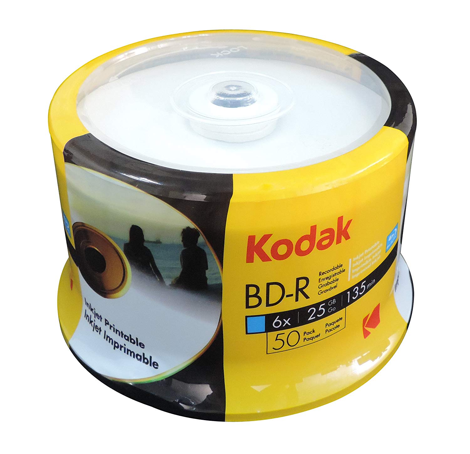 KODAK Blu-ray BD-R 6x 25GB 135 Min 50 Pack Printable - DVD-KD-BR50/FFP ...