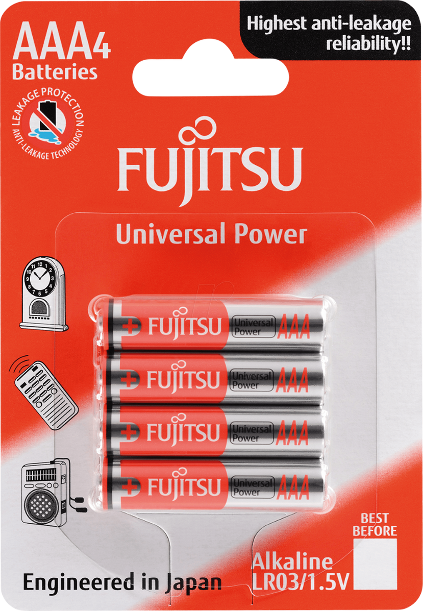 Fujitsu AAA ALK Battery 4 Pack - BATT-FUJ-AAA — Digitek Trading Ltd